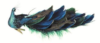 Premier H&auml;ngende Pfauendekoration - Clip mit Feder-Schwanz - 25 cm - Metall - Weihnachtsschmuck