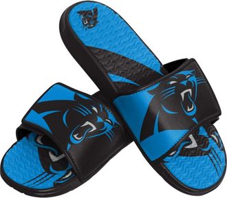 Foco Carolina Panthers NFL Colorblock Big Logo Gel Slide Black Blue Badelatschen Hausschuhe - L
