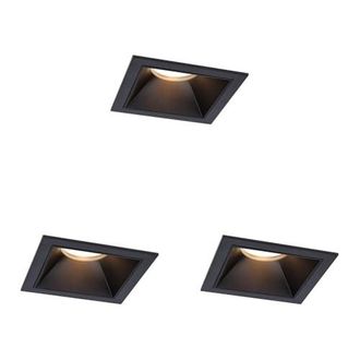 Paulmann 93127 LED Einbauleuchte 3-Step-Dim Cole IP44 eckig 88x88mm Coin 6W 470lm 230V 2700K Schwarz (Packung mit 3)