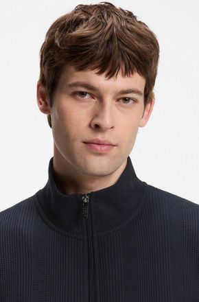 BOSS Sweatjacke Structure aus Baumwoll-Mix mit Waffelstruktur