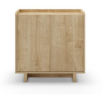 PEGANE Buffet, meuble de rangement aspect bois avec 2 portes coloris ch&ecirc;ne - Longueur 80 x Profondeur 40 x Hauteur 80 cm