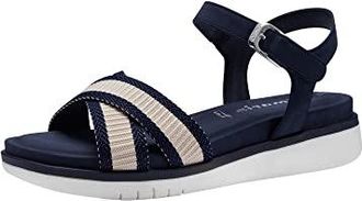 Tamaris Femme Sandales, Dame Sandales Fines,TOUCHit,Chaussure dété,Sandale dété,Confortable,Plate,Navy Comb,39 EU
