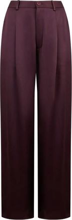 Sally Lapointe pantalon palazzo à pinces effet satiné - Marron