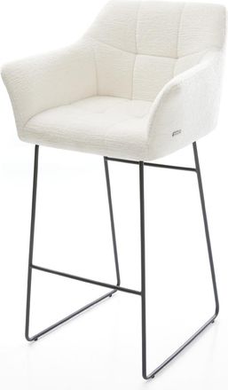 DELIFE Barstuhl Yulo-Flex Boucl&eacute; Soft Beige Kufengestell Metall Schwarz, Barst&uuml;hle