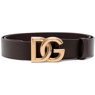 Dolce & Gabbana Homme, Accessoires, Brun, Taille: 115 CM Ceinture Logo Marron Fonc&eacute;