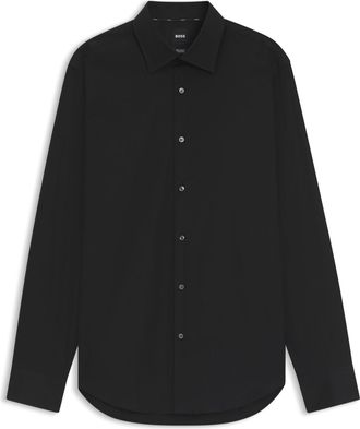 HUGO BOSS BOSS Herren H-JOE-C1-214 Regular-Fit Hemd aus elastischer Baumwoll-Popeline mit bügelleichtem Finish Schwarz001 41