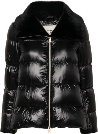 Herno Femme, Vestes, Noir, Taille: 38 FR Veste Matelass&eacute;e avec Col en Fausse Fourrure