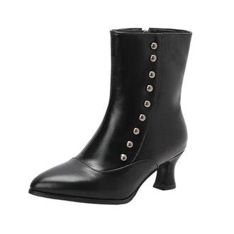 Generic Bottines dhiver chaudes doubl&eacute;es en polaire pour femme - Couleur unie - Bout pointu - Fermeture &eacute;clair lat&eacute;rale - &Eacute;l&eacute;gantes bottes thermiques pour cha