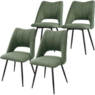 ML Design ML-Design Lot de 4 Chaises de Salle &agrave; Manger Vert, Assise en Polyester, Chaise Rembourr&eacute;es avec Dossier et Pieds M&eacute;talliques Noirs, Fauteuils