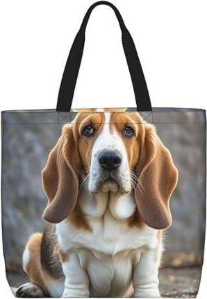 Generic Basset Hound Sac Cabas D&eacute;contract&eacute; Sacs R&eacute;utilisable Sac A Main Femmes Pour Voyage Travail Plage