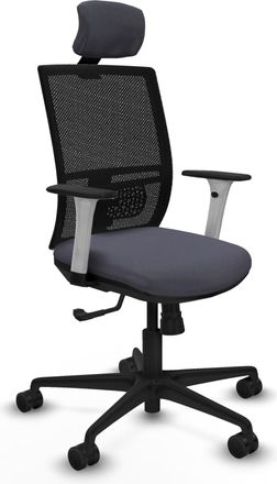 Piqueras y Crespo Stuhl mit Lendenwirbelst&uuml;tze Yunquera mit wei&szlig;en und schwarzen Armlehnen, h&ouml;henverstellbarer Lendenwirbelst&uuml;tze und h&ouml;henverstellbarem Kopfteil, Schwa