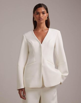 Asos Blazer de mari&eacute;e structur&eacute; - Ivoire-Blanc
