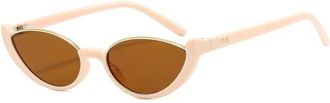 Generic Lunettes de soleil oeil de chat pour femme demi-monture tendance vintage pour homme Lunettes de soleil de luxe UV400, beige, Taille unique