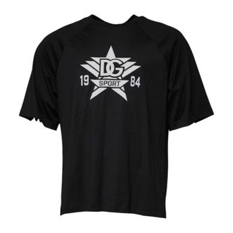 Dolce & Gabbana Homme, Tops, Noir, Taille: XL T-shirt col rond en coton noir