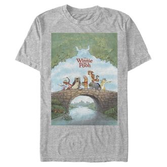Disney Unisex Winnie The Pooh - Pooh Poster Organic Short Sleeve T-Shirt T-Shirt, Melange Grey, S