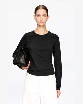 Arket Langarmshirt Aus Stretch-Baumwolle -Schwarz