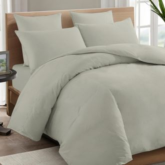 Pizuna 600 Fadenzahl aus Baumwolle Bettw&auml;sche Silber, 100% Langstaple Baumwolle Bettbezug und Kissenbezug, 100% Baumwolle Mako Satin 3-Teilig Bettw&auml;scheset 2