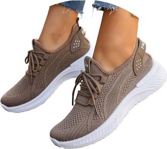 Generic Slip on Sneakers pour femme - Lacets plats - Chaussures de sport tendance - Chaussures de sport - Respirantes - D&eacute;contract&eacute;es - Chaussures de gymnasti