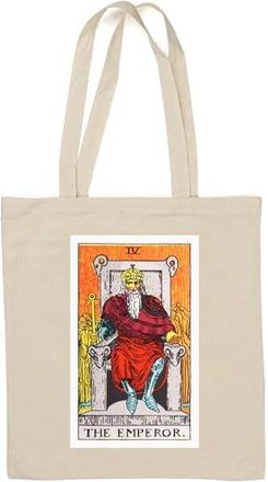 Generic The Emperor Tarot Card Art Logo Sac fourre-tout en coton naturel Blanc