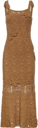 Pinko Pinko, Femme, Robes, Brun, Taille: 36 FR Juncus Crochet Midi Dress