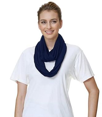 Lina & Lily &Eacute;charpe Infinity Snood en Jersey Modal Premium L&eacute;ger pour Femmes, bleu marine, taille unique