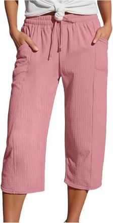 Generic Pantalon d&eacute;contract&eacute; &agrave; jambe droite pour femme - Taille haute - Pantalon ample, rose, XXL