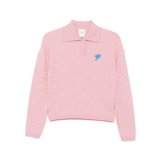 Patou Strick-Poloshirt mit Zopfmuster - - Tops - Damen - Rosa - M