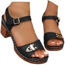 Generic Sandales &agrave; talons bas larges, chaussures d&eacute;t&eacute; pour femme, sandales orthop&eacute;diques &agrave; talon bas pour femme, sandales orthop&eacute;diques pour femme, sandales &agrave;