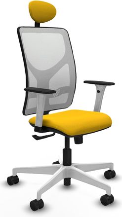 Piqueras y Crespo Stuhl mit Rollen f&uuml;r Pc Motilla mit wei&szlig;en und schwarzen Armlehnen, h&ouml;henverstellbare Lendenwirbelst&uuml;tze und festes Kopfteil, ausgestattet mit 3 Posit