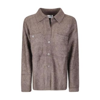 P.A.R.O.S.H. B&uuml;rsten Flanell Hemdjacke - - Knitwear - Damen - Braun - S