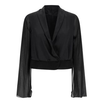 Alberta Ferretti Femme, Blouses et Chemises, Noir, Taille: 36 FR Blouse en mousseline de soie à manches longues