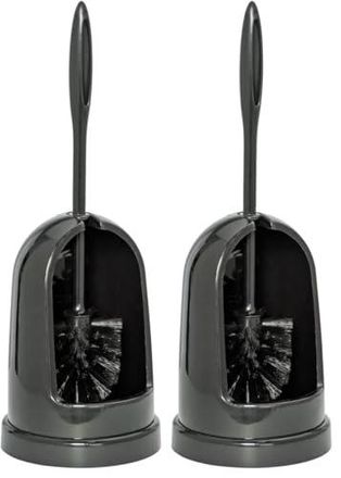 WENKO WC-Garnitur Standard Schwarz, clevere WC-B&uuml;rste mit hygienischem B&uuml;rstenkopf f&uuml;r zuverl&auml;ssige Reinigung, B&uuml;rstenhalter aus robustem Kunststoff, &Oslash; 14 x