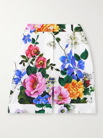 Dolce & Gabbana Short En Popeline De Coton À Imprimé Fleuri - Blanc