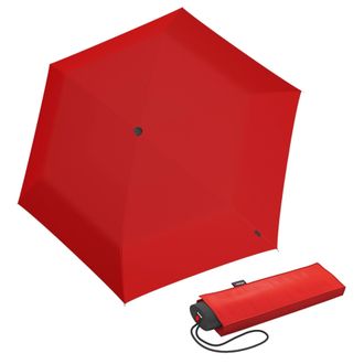 Knirps IS.050 Regenschirm Rot Mit Schirmtasche I Kleiner Taschenschirm F&uuml;r Unterwegs I Hand&ouml;ffner I Sturmfest & Leicht I Mini Schirm