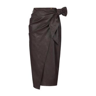 Elisabetta Franchi Femme, Jupes, Brun, Taille: 42 FR Jupe avec ceinture foulard