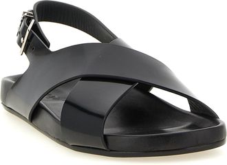 Saint Laurent Mens Black Calfskin Flat Sandals