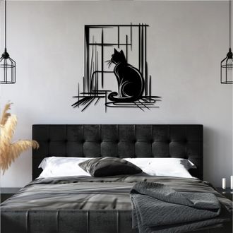 Generic Metall-Wandkunst, Metallkatze, Katzendeko, lustige Katze, s&uuml;&szlig;e Katze, lustiges Geschenk f&uuml;r Katzenliebhaber, Katzensilhouette f&uuml;r Wohnzimmer, Schlafzi
