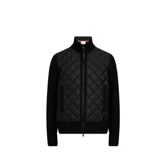 Moncler Cardigan droit bi-mati&egrave;re en laine et cachemire m&eacute;lang&eacute;