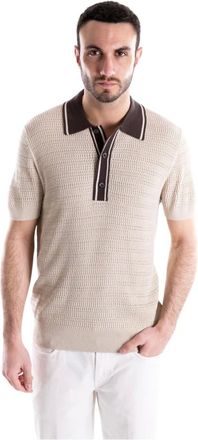 Paolo Pecora Homme, Tops, Beige, Taille: M Polo Tricot&eacute;