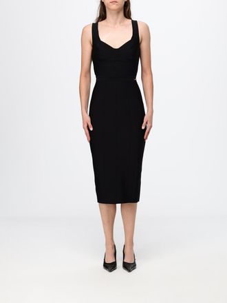 Elisabetta Franchi Robe fourreau midi en jersey avec d&eacute;collet&eacute; en V et &eacute;paules d&eacute;nud&eacute;es