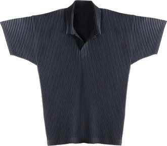 Homme Plissé Issey Miyake polo plissé à manches courtes - Bleu