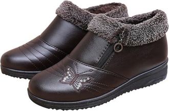 Generic Chaussures dhiver pour Femme Plates sans Lacets Doublure en Peluche Chaude Chaussures De Marche Semelle Antid&eacute;rapante R&eacute;tro D&eacute;contract&eacute;e Confortables 