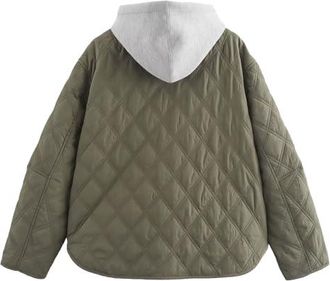 Generico Manteau dhiver pour femme avec écharpe, poche zippée avec capuche et coutures unies, veste de mi-saison rembourrée, vert, XS