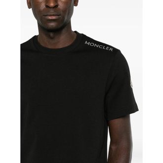Moncler Logo-Patch Cotton T-Shirt - Black