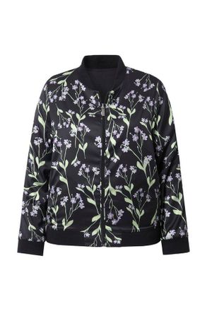 Ulla Popken Kurzjacke Wendeblouson Bl&uuml;ten/einfarbig Collegekragen