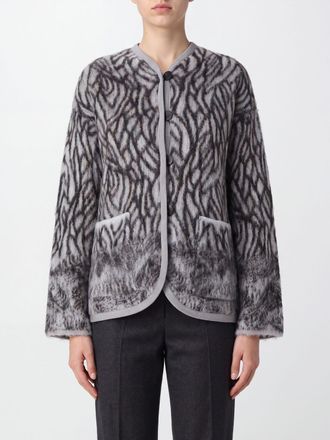 Forte_Forte Manteau court droit en laine dalpaga jacquard