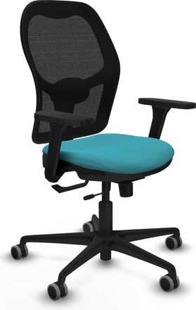 Piqueras y Crespo Jorquera Schreibtischstuhl mit 3D-Armen, h&ouml;henverstellbare Lendenwirbelst&uuml;tze, ausgestattet mit Syncro/Traslack und injiziertem Schaumstoff, Schwarz/T