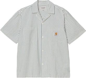 Carhartt Work in Progress Homme, Chemises, Blanc, Taille: S S/S Leavel Stripe Shirt