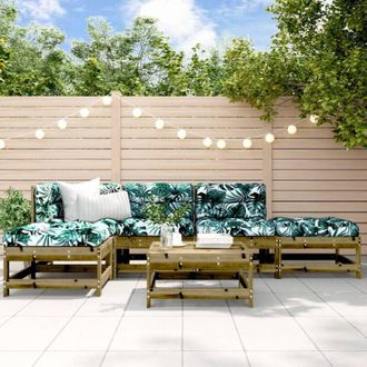 vidaXL 6-tlg. Garten-Lounge-Set mit Kissen Impr&auml;gniertes Kiefernholz Vidaxl
