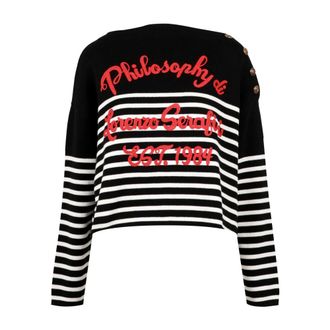 Philosophy di Lorenzo Serafini Gestreifter Bardot-Pullover aus Strick - - Knitwear - Damen - Schwarzk - XS